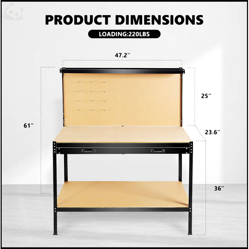 WFX Utility™ 63" Tools Cabinet Working Tables Workbench Tool Storage Workshop Table With Drawers ...